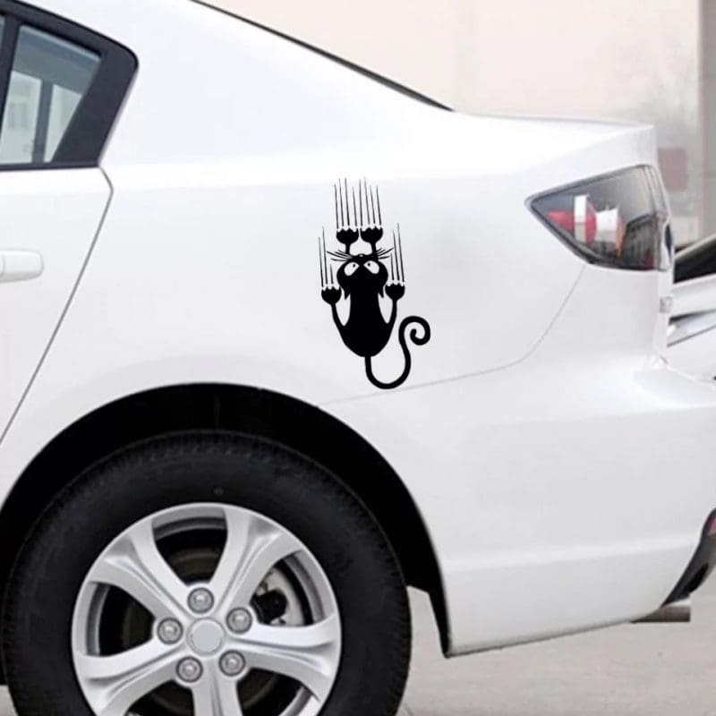 Auto Sticker Scratching Cat Black - Goede Doelen.Shop